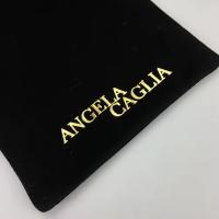 China Portable Black Flocking Gold Printing Velvet Pouch for Customized Jewelry Packaging for sale