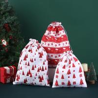 China Letter Pattern Type Large Drawstring Pouches Christmas Cotton Bag Santa Sacks Gift Bag for sale