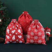 China Letter Pattern Type Large Drawstring Pouches Christmas Cotton Bag Santa Sacks Gift Bag for sale
