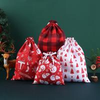 China Letter Pattern Type Large Drawstring Pouches Christmas Cotton Bag Santa Sacks Gift Bag for sale