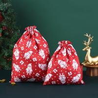 China Letter Pattern Type Large Drawstring Pouches Christmas Cotton Bag Santa Sacks Gift Bag for sale