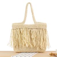 China 2024 Large Capacity Women Paper Straw Beach Tote Hand Bag With Tassel Newest Fashinable for sale