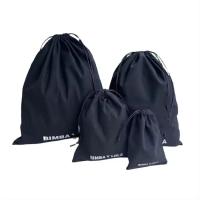 China Medium Black Muslin Calico Canvas Cotton Drawstring Pouch Bags with Customized Logo for sale