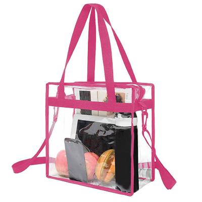 China None Decoration Clear PVC Tote Bag with Zipper Closure and Adjustable Strap for sale
