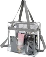 China Women's Shopping Companion Clear PVC Tote Bag with Zipper Closure and Adjustable Strap for sale