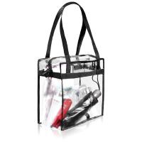 China Women's Shopping Companion Clear PVC Tote Bag with Zipper Closure and Adjustable Strap for sale