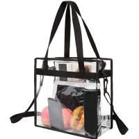 China Women's Shopping Companion Clear PVC Tote Bag with Zipper Closure and Adjustable Strap for sale