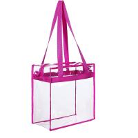 China Women's Shopping Companion Clear PVC Tote Bag with Zipper Closure and Adjustable Strap for sale