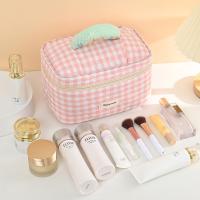 China Large-capacity Lattice Portable color Storage Cosmetic Makeup Customized Printed Logo Bag for sale