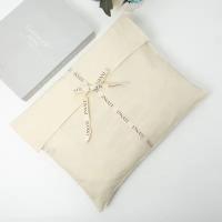 China Recyclable Luxury Makeup Cosmetic Cotton Envelope Pouch With Tie Custom Logo Print Bag for sale