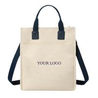 China PU Handle Eco Friendly Waterproof Laminated Canvas Tote Shopping Bag With Custom Logo for sale