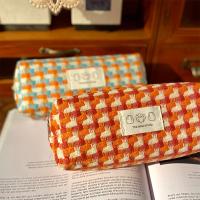 China Private Label Make Up Bags with Checked Printing Recycled Polyester Travel Cosmetic Bag for sale
