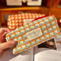 China Private Label Make Up Bags with Checked Printing Recycled Polyester Travel Cosmetic Bag for sale