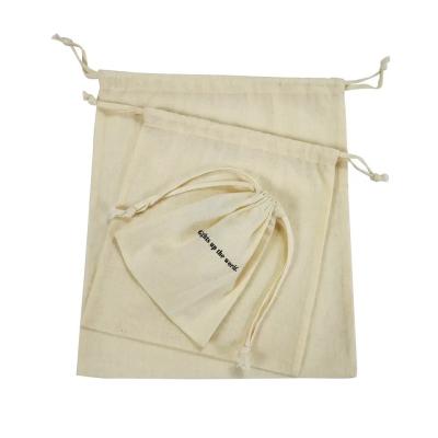 China Customized Color Logo Printed Portable Cotton Canvas Double String Reusable Dust Handbag for sale
