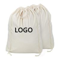 China Customized Color Logo Printed Portable Cotton Canvas Double String Reusable Dust Handbag for sale