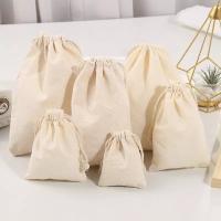 China Customized Color Logo Printed Portable Cotton Canvas Double String Reusable Dust Handbag for sale