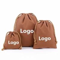 China Customized Color Logo Printed Portable Cotton Canvas Double String Reusable Dust Handbag for sale