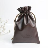 China Medium Size Custom Logo PU Leather Jewelry Pouch Drawstring Bag for High Class Storage for sale