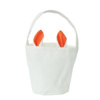 China Custom Logo Linen Round Bottom Portable Rabbit Ear Easter Basket Bag with and Newest Style for sale