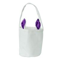 China Custom Logo Linen Round Bottom Portable Rabbit Ear Easter Basket Bag with and Newest Style for sale