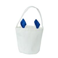 China Custom Logo Linen Round Bottom Portable Rabbit Ear Easter Basket Bag with and Newest Style for sale