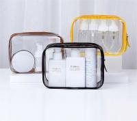China Custom Logo Transparent PVC Makeup Bag Small Toiletry Bag for Women Double Zipper for sale