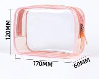 China Custom Logo Transparent PVC Makeup Bag Small Toiletry Bag for Women Double Zipper for sale