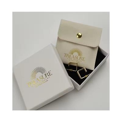 China Print Logo Jewellery Package Microfiber Snap Button Pouch Bags with Insert Pad/Card for sale
