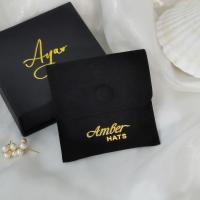 China Print Logo Jewellery Package Microfiber Snap Button Pouch Bags with Insert Pad/Card for sale