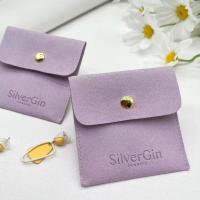 China Jewelry Pouch Luxury Print Logo Microfiber Snap Button Bags for Earrings and Necklaces for sale