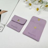 China Jewelry Pouch Luxury Print Logo Microfiber Snap Button Bags for Earrings and Necklaces for sale