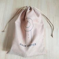 China Custom Logo Print Suede Drawstring Bag for Protecting Hotel Hair Dryer from Dust for sale