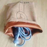 China Custom Logo Print Suede Drawstring Bag for Protecting Hotel Hair Dryer from Dust for sale