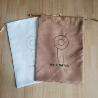 China Custom Logo Print Suede Drawstring Bag for Protecting Hotel Hair Dryer from Dust for sale