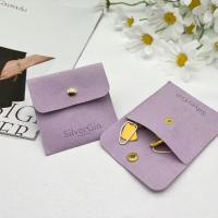China Jewelry Pouch Luxury Print Logo Microfiber Snap Button Bags for Earrings and Necklaces for sale
