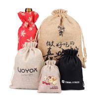 China Waterproof Custom Logo Print Linen Drawstring Bag for Jewelry and Digital Product Storage for sale