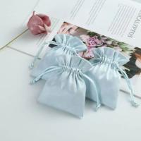 China Acceptable OEM/ODM Custom Light Blue Velvet Drawstring Bag for Jewelry Organization for sale