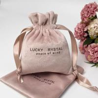 China Small Packaging Drawstring Velvet Jewellery Bag Custom Logo Printed Soft Velvet Fabric for sale