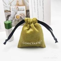 China Small Packaging Drawstring Velvet Jewellery Bag Custom Logo Printed Soft Velvet Fabric for sale