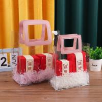 China Customized Logo Accepted PVC Clear Plastic Tote Bag with Die Cut Handle for sale