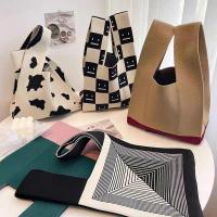 China Handled Logo Customized Logo Popular Women Shopping Handbag Custom Polyester Woven Bag Min for sale