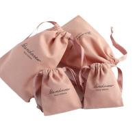 China Medium Shopping Packaging Custom Pink Soft Canvas Printed Cotton Linen Drawstring Bags for sale