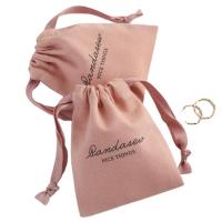China Medium Shopping Packaging Custom Pink Soft Canvas Printed Cotton Linen Drawstring Bags for sale