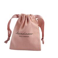 China Medium Shopping Packaging Custom Pink Soft Canvas Printed Cotton Linen Drawstring Bags for sale