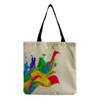 China Medium Size Beach Tote Bag Cotton Canvas Linen Reusable Bag for Women Customized Logo for sale