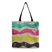 China Medium Size Beach Tote Bag Cotton Canvas Linen Reusable Bag for Women Customized Logo for sale