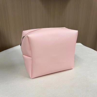 China Print Pattern PU Waterproof Ziplock Cosmetic Bag Makeup Pouch in Custom Pink Candy Color for sale