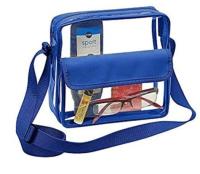 China Customized Logo Clear Red DST Stadium Crossbody Messenger Bag with Woven Embroidery Strap for sale