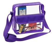 China Customized Logo Clear Red DST Stadium Crossbody Messenger Bag with Woven Embroidery Strap for sale