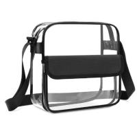 China Customized Logo Clear Red DST Stadium Crossbody Messenger Bag with Woven Embroidery Strap for sale